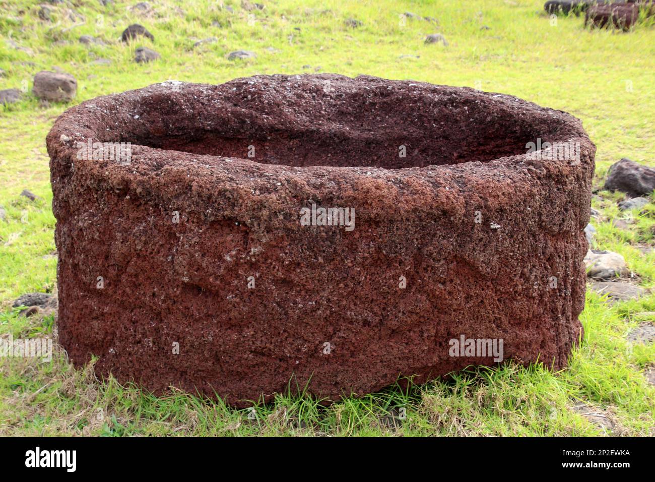 Ahu Vinapu- Rapa Nui, Easter Island- Pukao from red tuff rock Stock ...