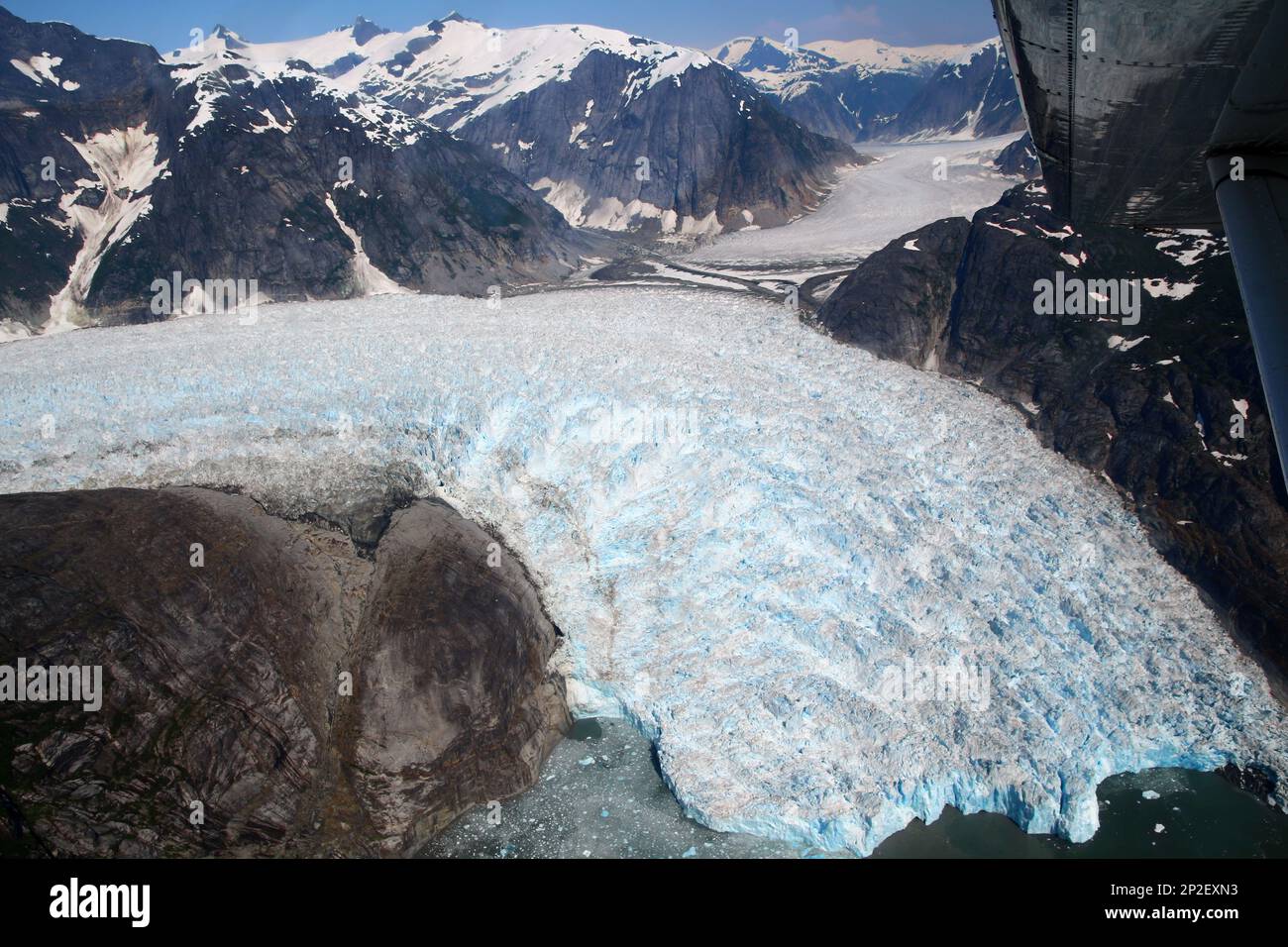 Flight in a seaplane over the LeConte Glacier in Alaska Stock Photo - Alamy