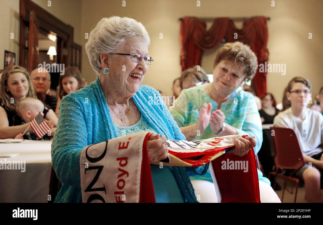 Mabel Stansbury, sister of the late Staff Sgt. Floyd E. Whittaker, is ...