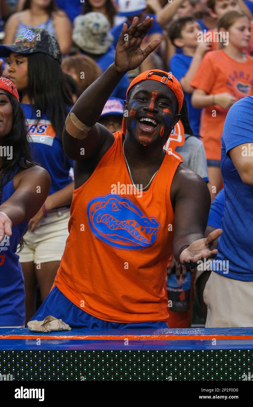 SEP 05 2015: A Florida Gators fan enjoys the action during the game ...