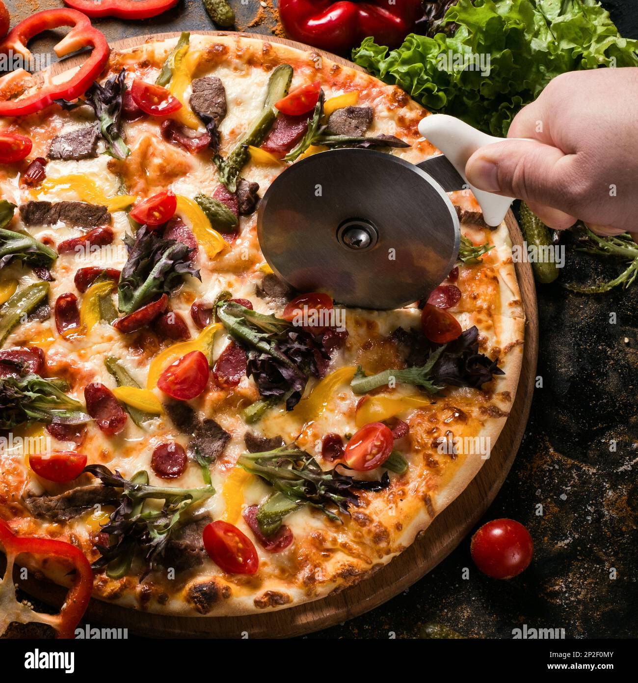 food photography art pizza menu concept Stock Photo - Alamy