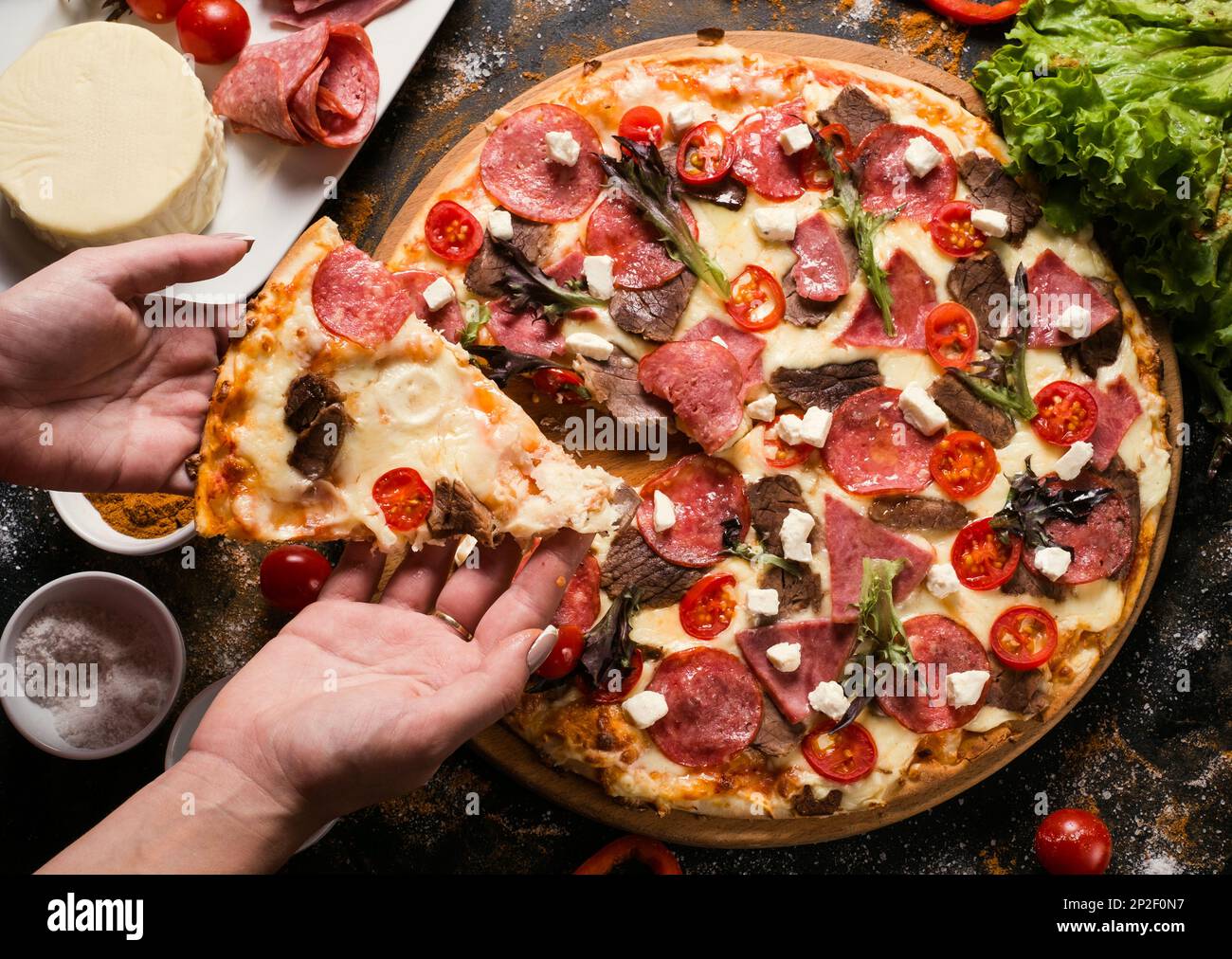 food photography art pizza menu concept Stock Photo - Alamy