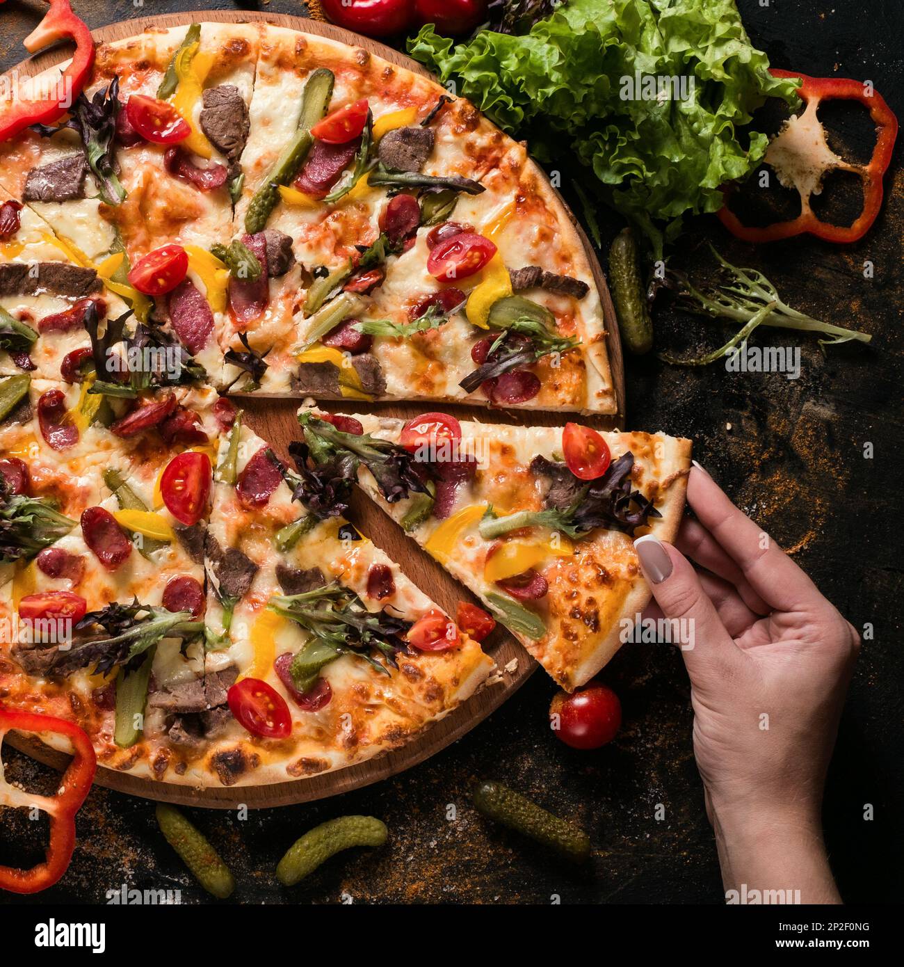 food photography art pizza menu concept Stock Photo - Alamy