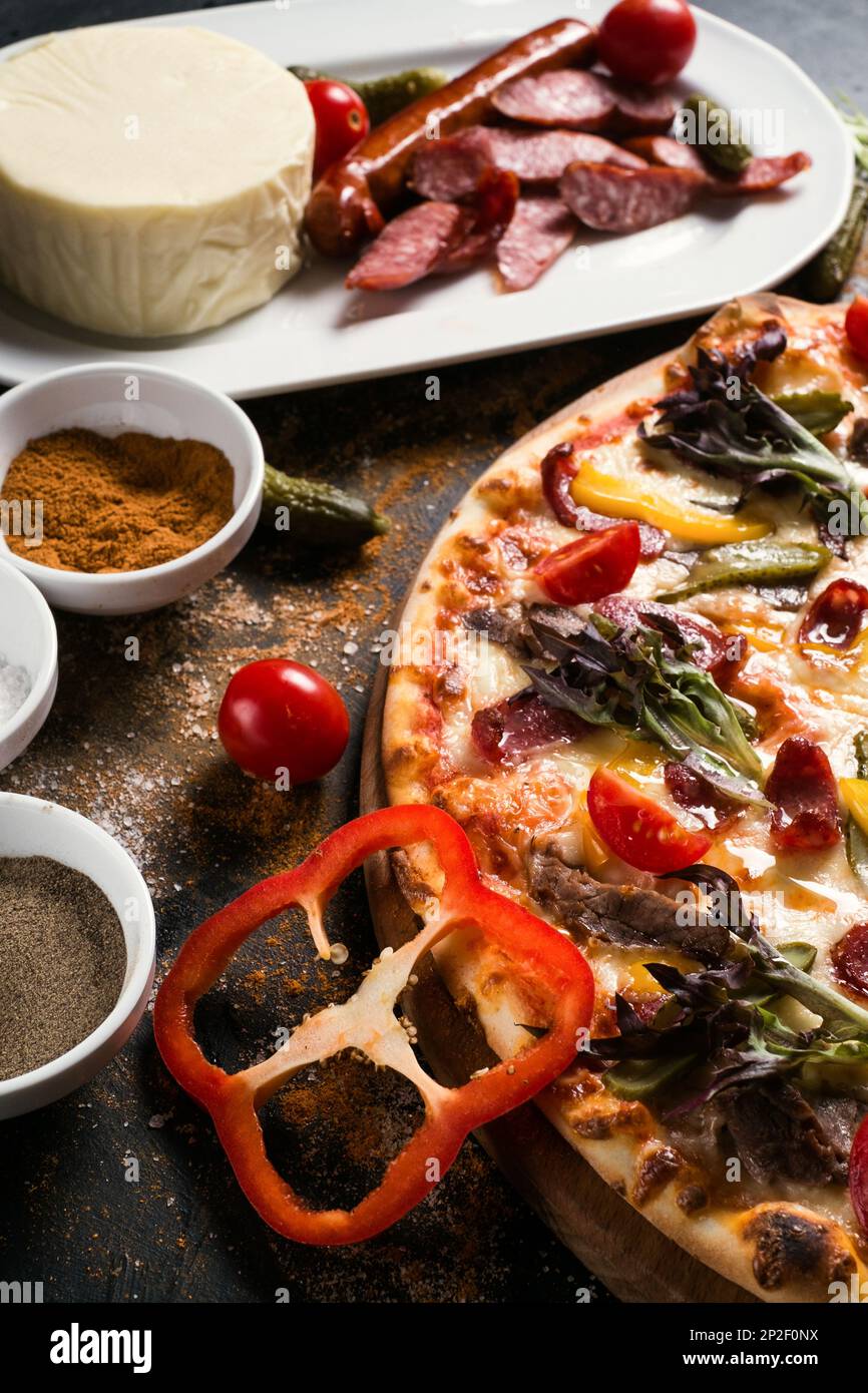 food photography art pizza menu concept Stock Photo - Alamy