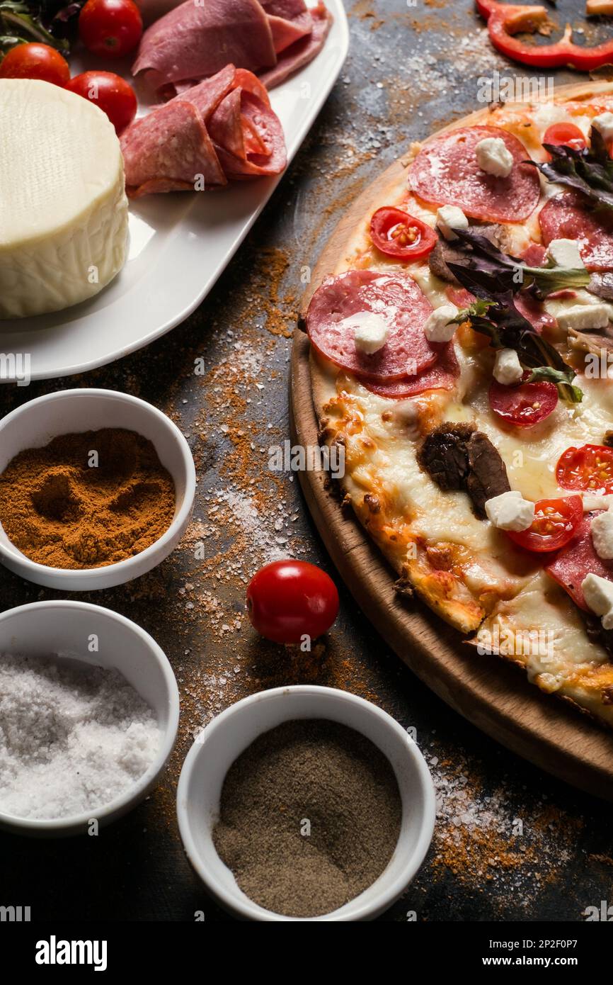 food photography art pizza menu concept Stock Photo - Alamy