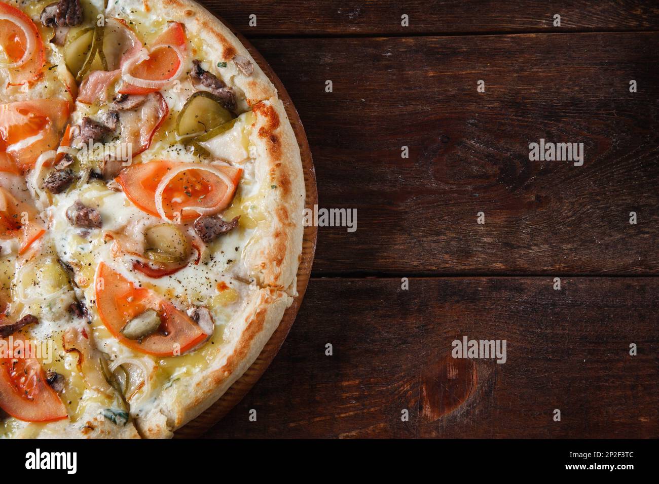 Italian traditional cuisine. Baked pizza, flat lay Stock Photo - Alamy