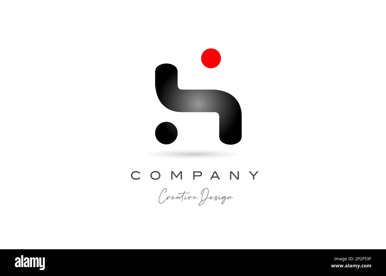 red black dot H alphabet letter logo icon design with gradient ...