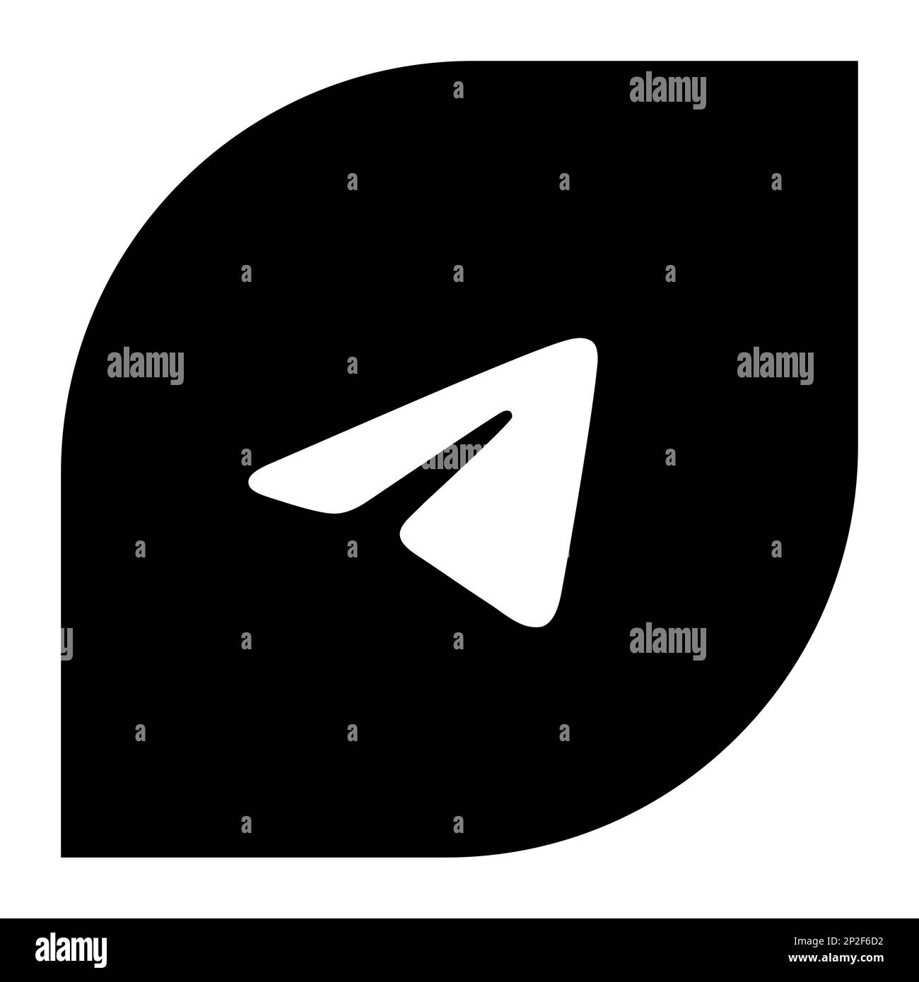 Telegram instant messaging app icon. Black silhouete square shape ...