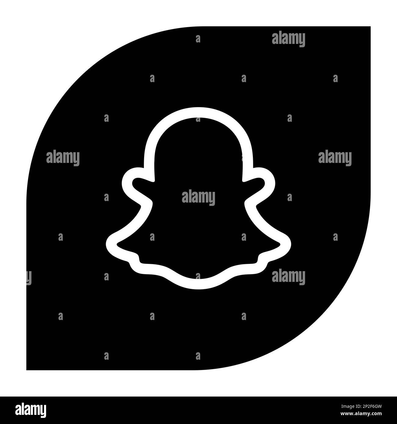 Snapchat instant messaging app icon. Black silhouete square shape ...