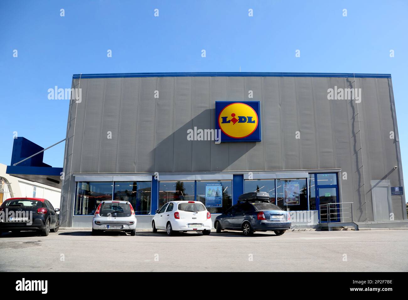 Cars Parked outside Lidl Supermarket on the Way to Athens International ...