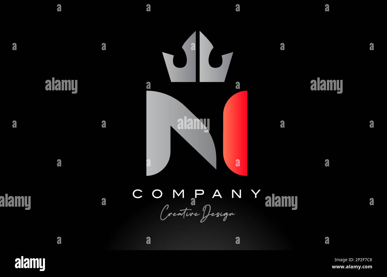 orange N alphabet letter logo icon design with king crown. Creative ...