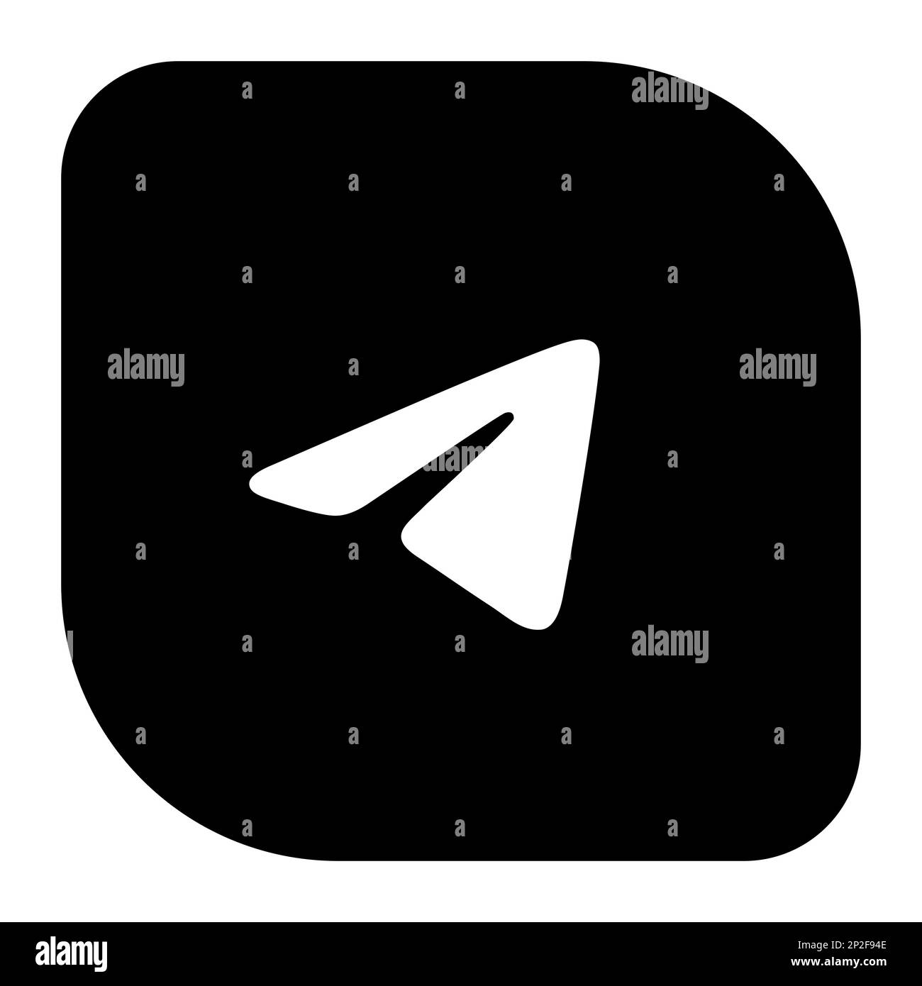 Telegram instant messaging app icon. Black silhouete square shape ...