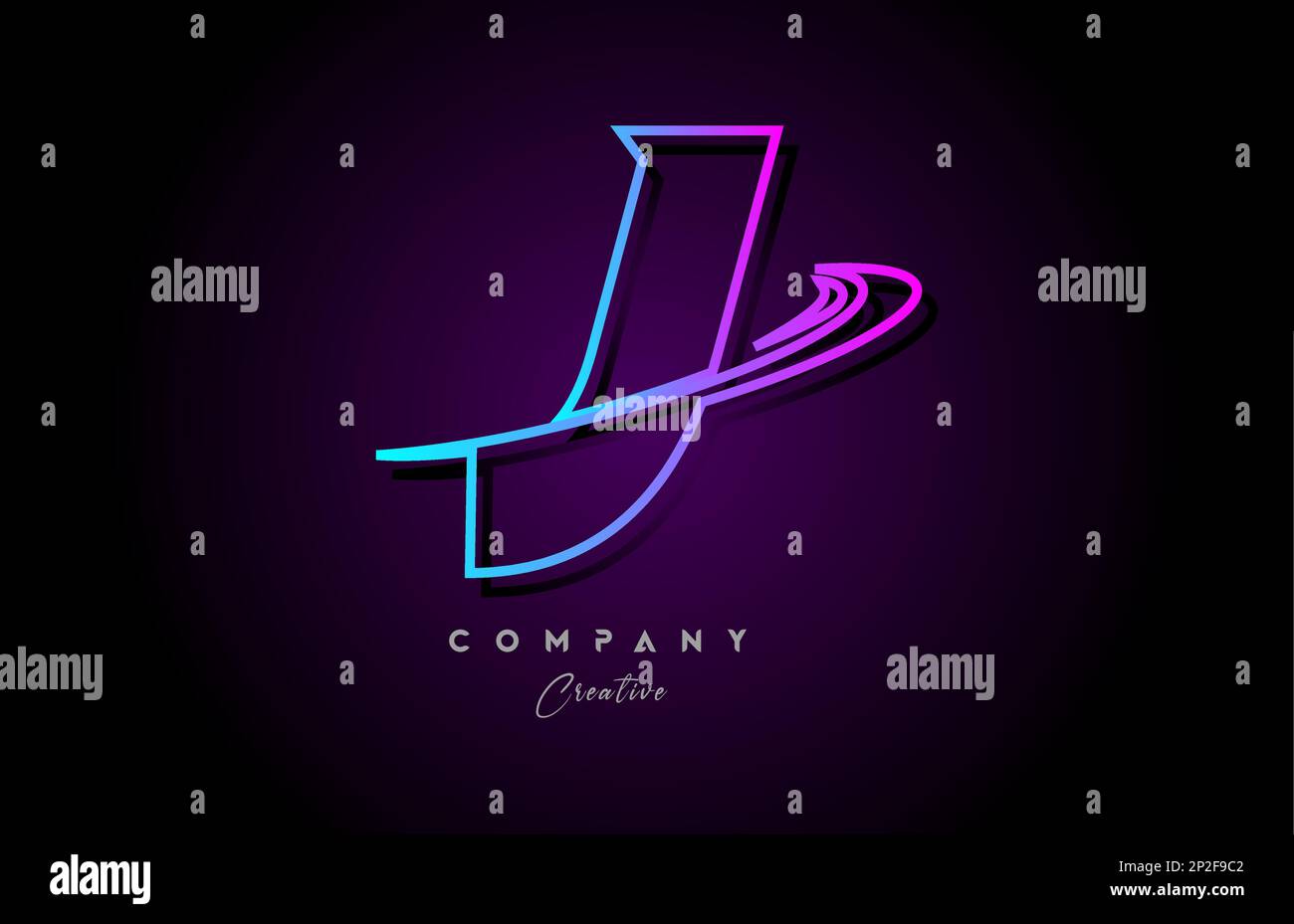 blue and pink alphabet J letter logo icon design with swoosh. Creative ...