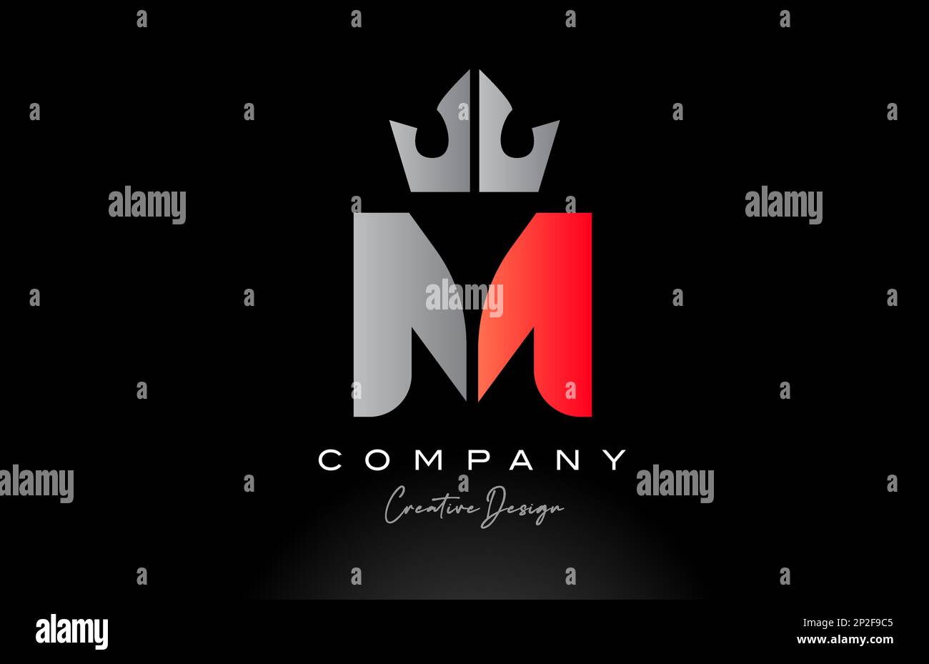 orange M alphabet letter logo icon design with king crown. Creative ...