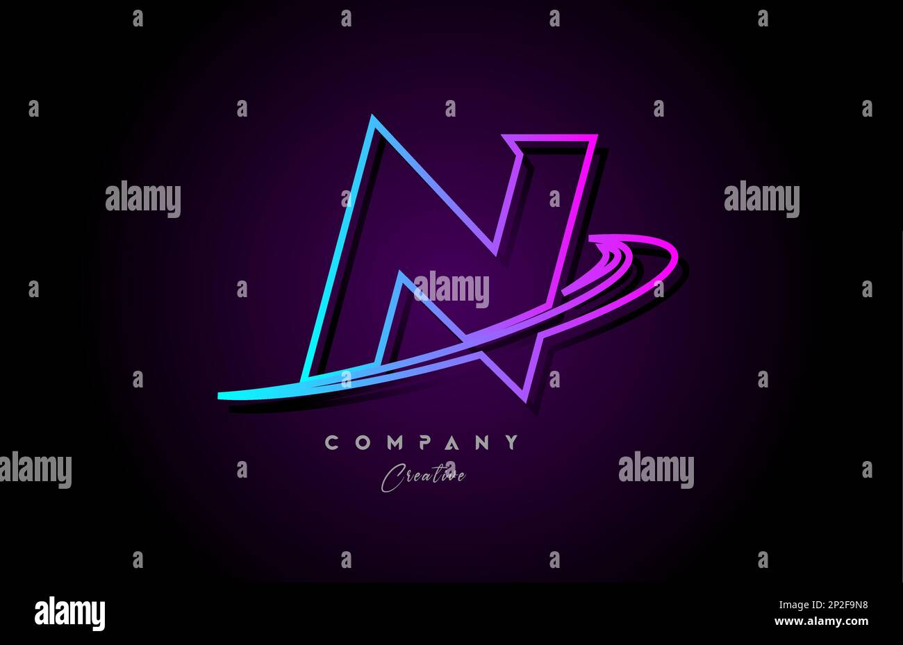 blue and pink alphabet N letter logo icon design with swoosh. Creative ...