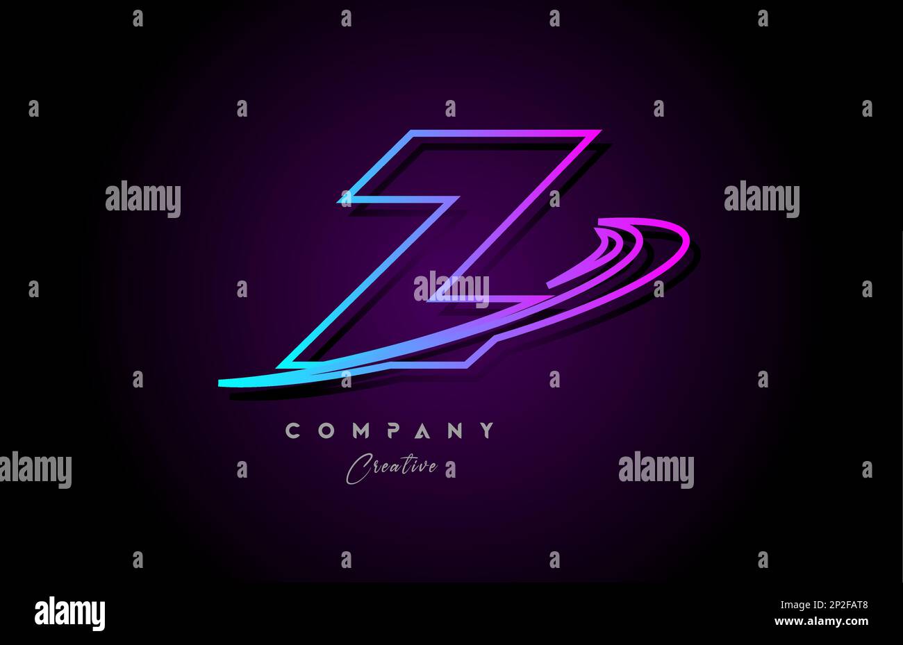blue and pink alphabet Z letter logo icon design with swoosh. Creative ...