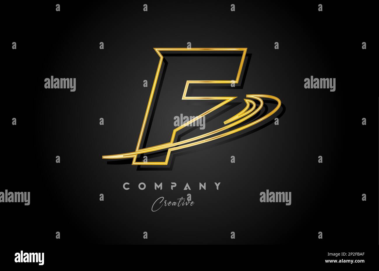 gold F alphabet letter logo icon design with golden swoosh. Creative ...