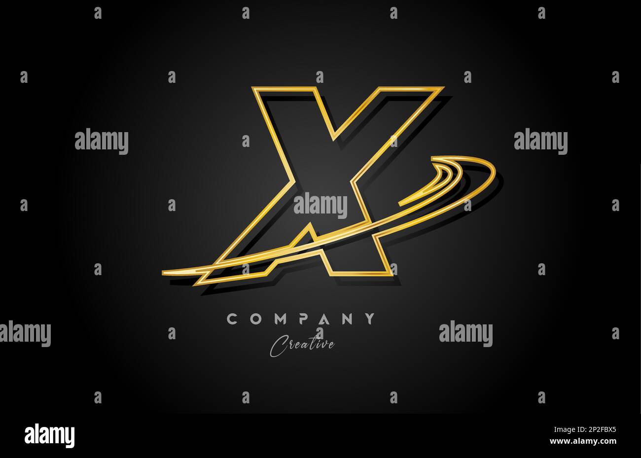 gold X alphabet letter logo icon design with golden swoosh. Creative ...