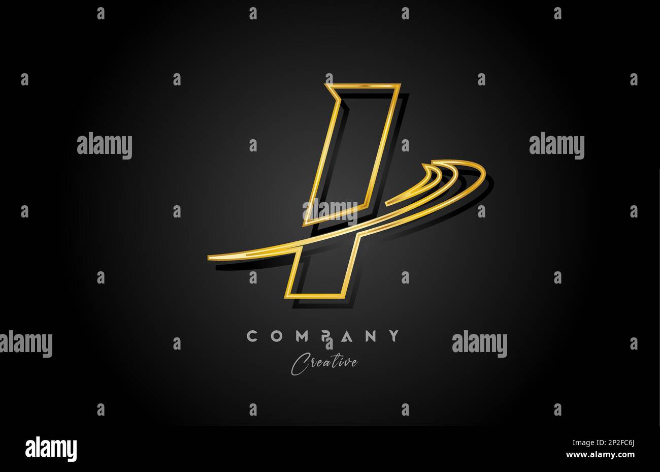 gold I alphabet letter logo icon design with golden swoosh. Creative ...