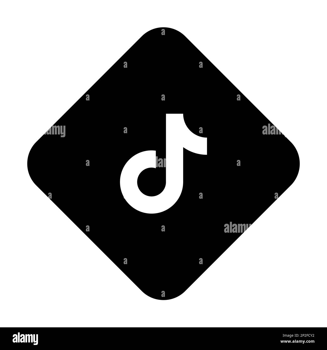TikTok social media app icon. Black silhouete square shape vector ...