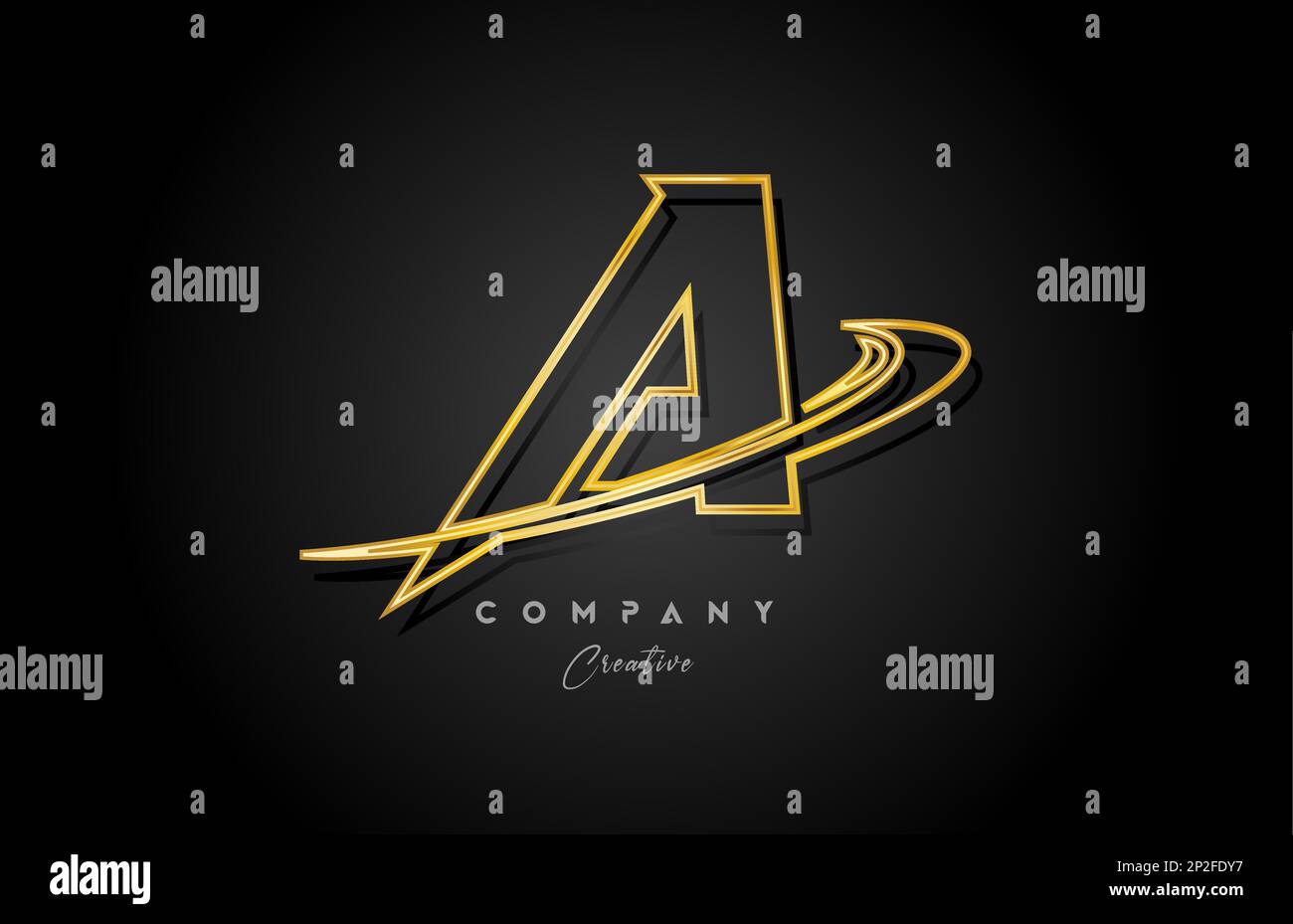 gold A alphabet letter logo icon design with golden swoosh. Creative ...