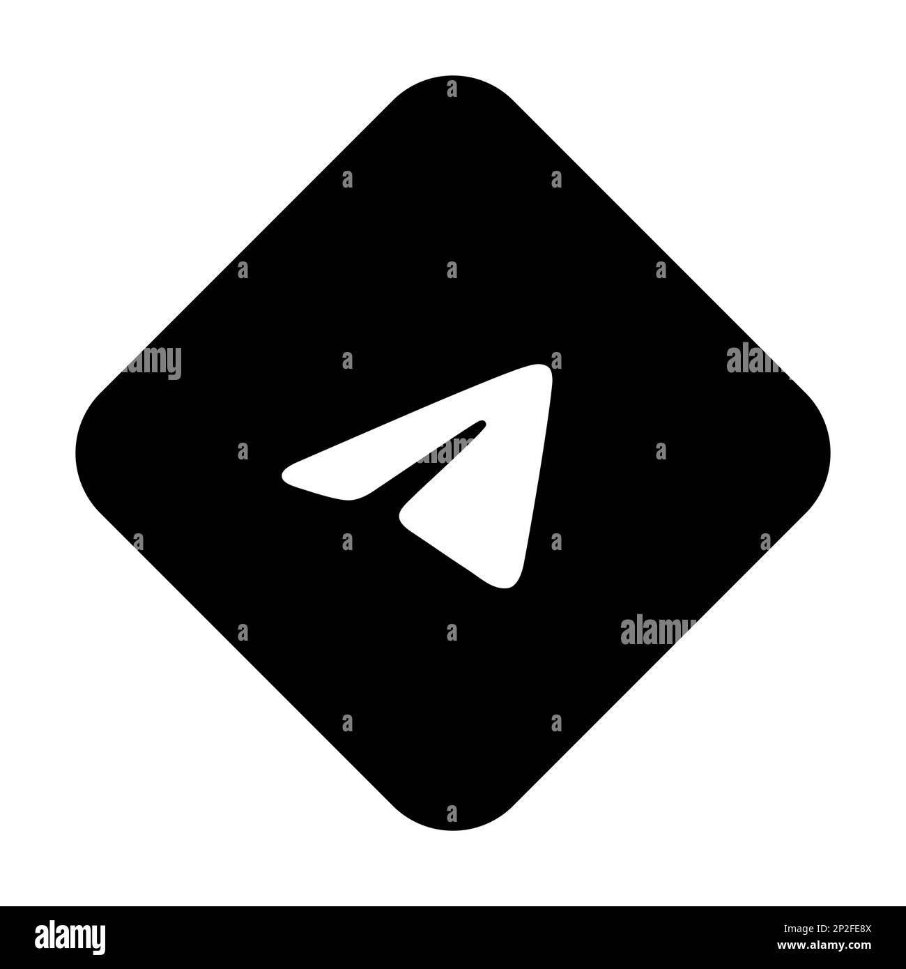 Telegram instant messaging app icon. Black silhouete square shape ...