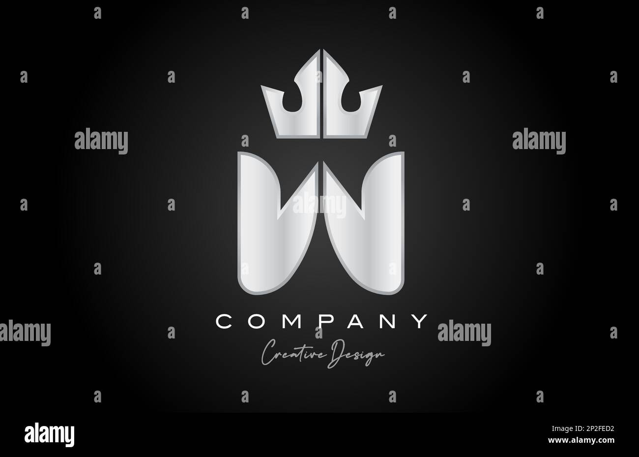 silver grey W alphabet letter logo icon design. Creative crown king ...