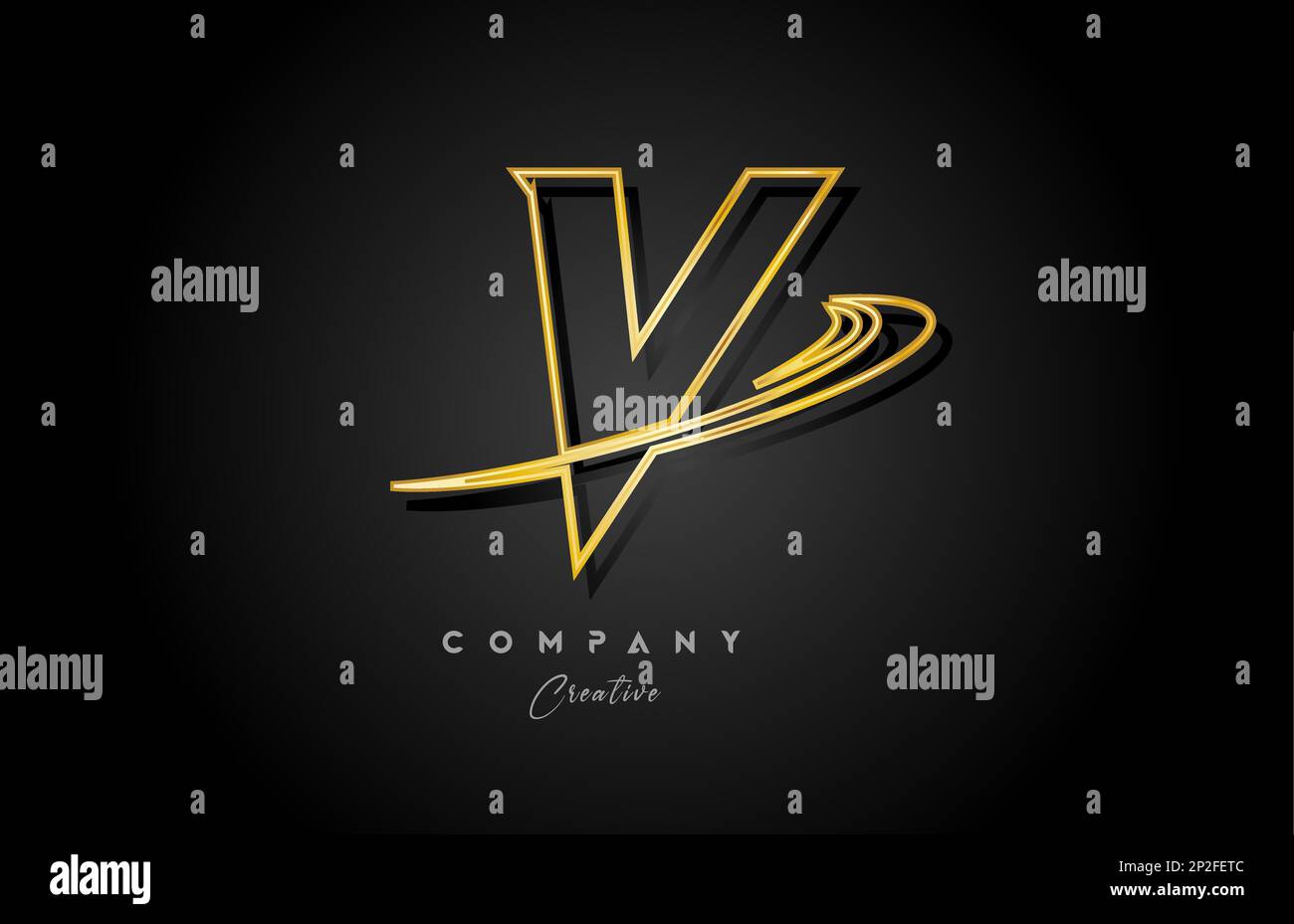 gold V alphabet letter logo icon design with golden swoosh. Creative ...