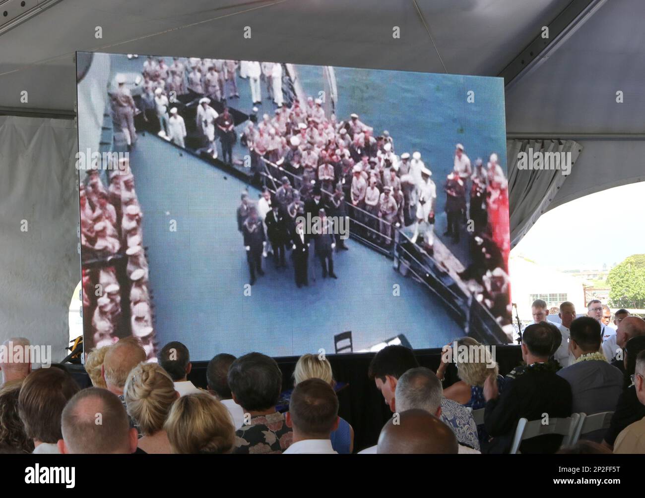 A photo shows Japanese delgegation arriving at the Battleship Missouri ...