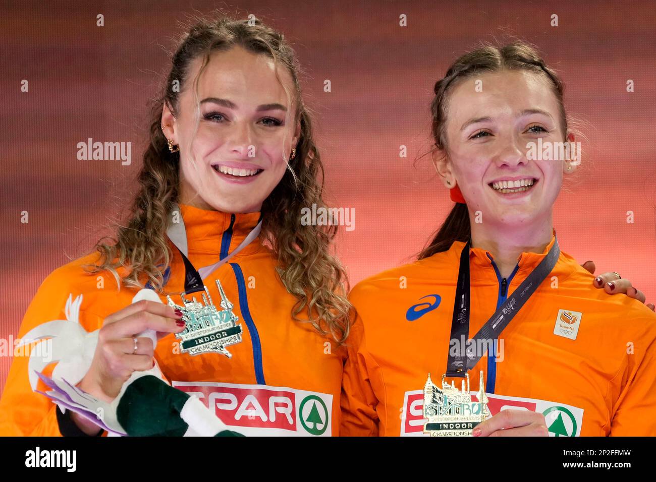 Silver medalist Lieke Klaver, left, and gold medalist Femke Bol, both ...
