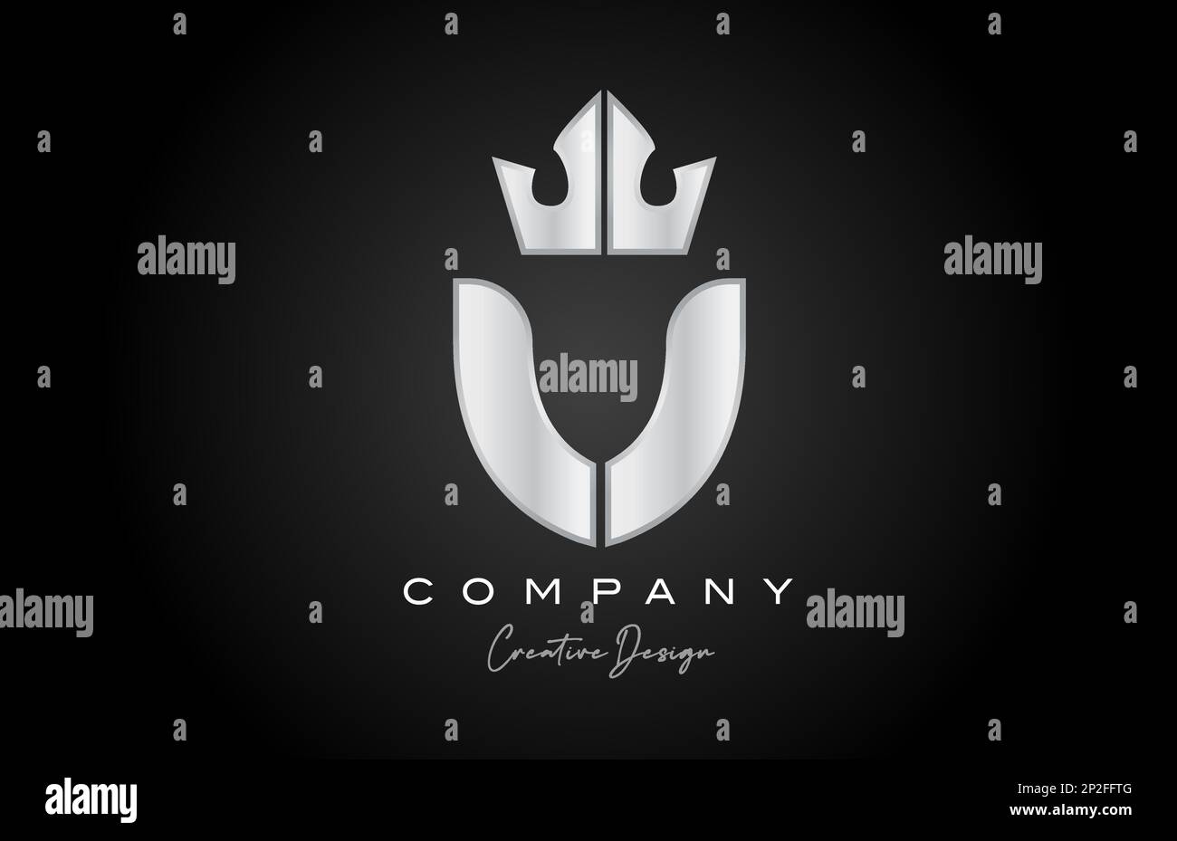 silver grey V alphabet letter logo icon design. Creative crown king ...