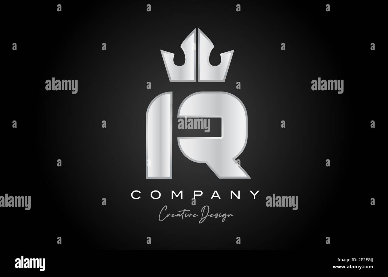 silver grey R alphabet letter logo icon design. Creative crown king ...
