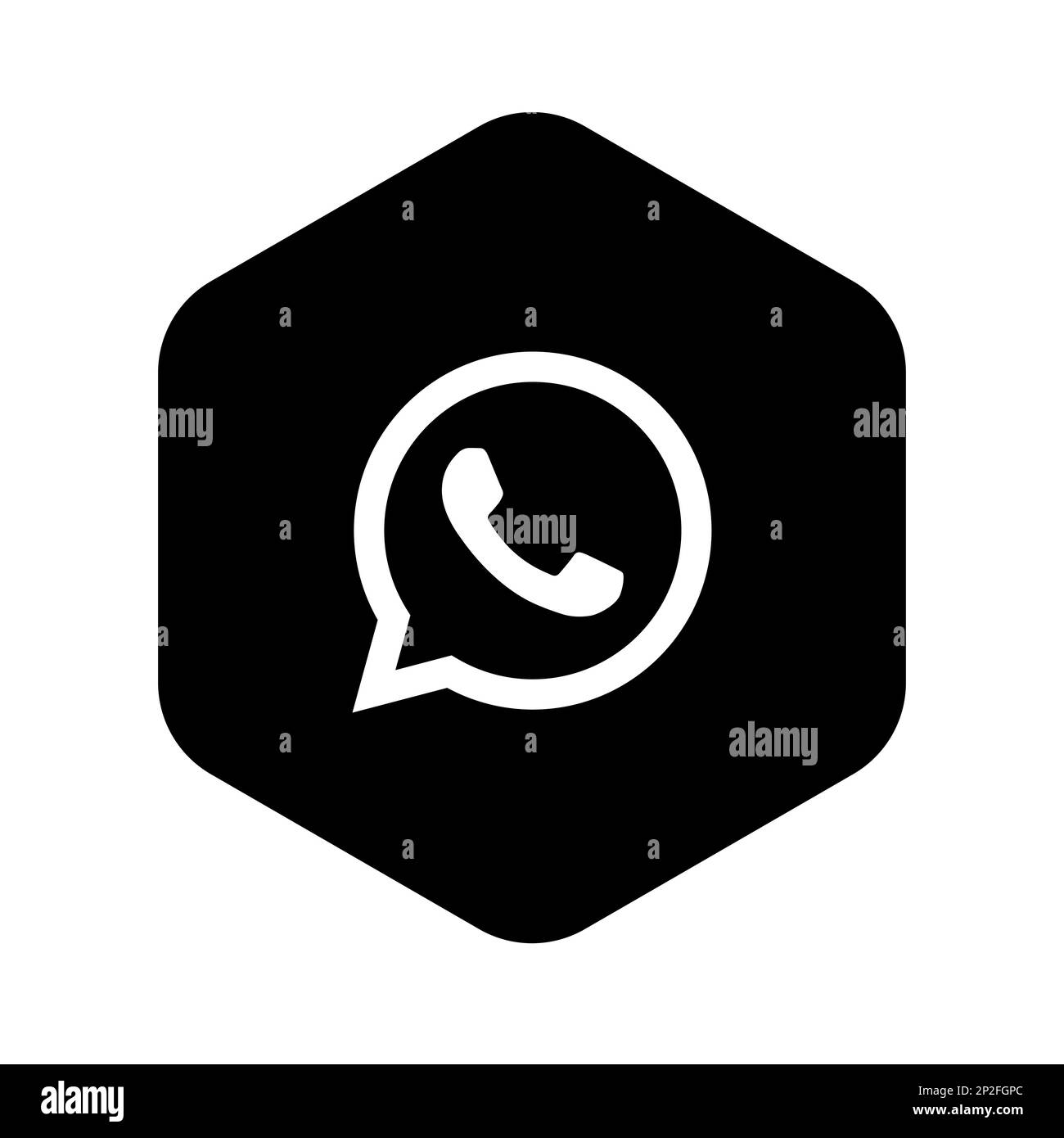 WattsApp instant messaging app icon. Black silhouete square shape ...