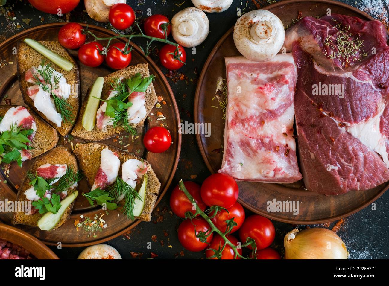 Serving culinary traditional food background Stock Photo - Alamy