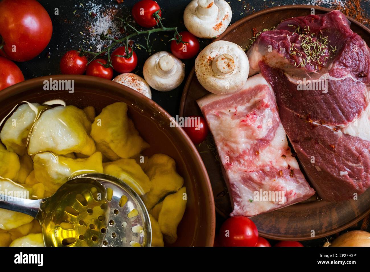 Serving culinary traditional food background Stock Photo - Alamy