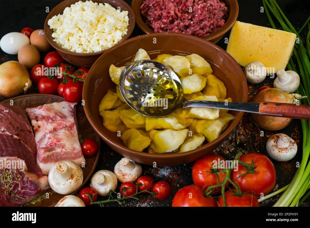 Serving culinary traditional food background Stock Photo - Alamy