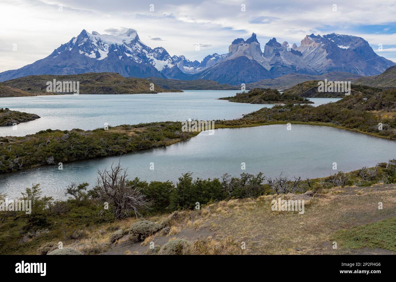 Impressive mountains and a lake with turquoise water at Torres del ...