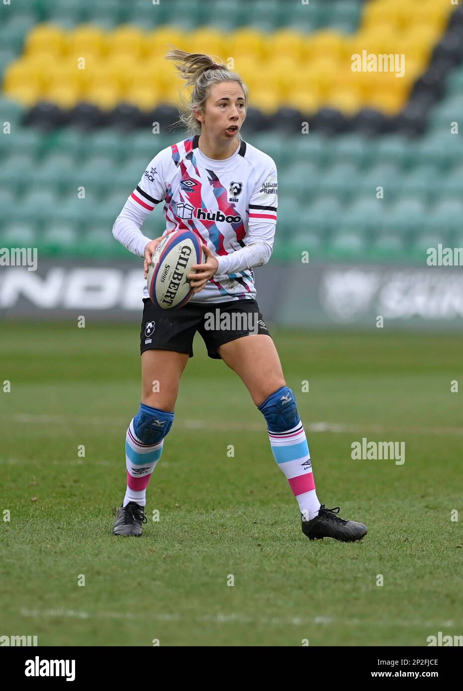 NORTHAMPTON, ENGLAND- Sat-4-2023: Elinor Snowsill of Bristol Bears ...