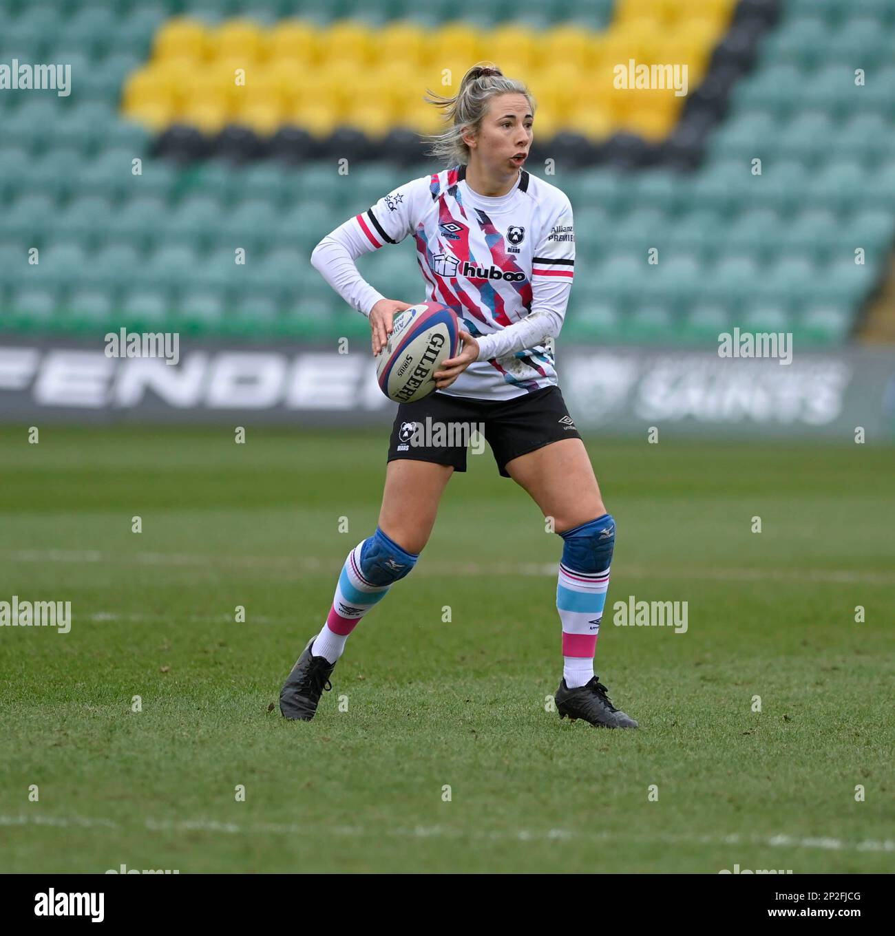 NORTHAMPTON, ENGLAND- Sat-4-2023: Elinor Snowsill of Bristol Bears ...