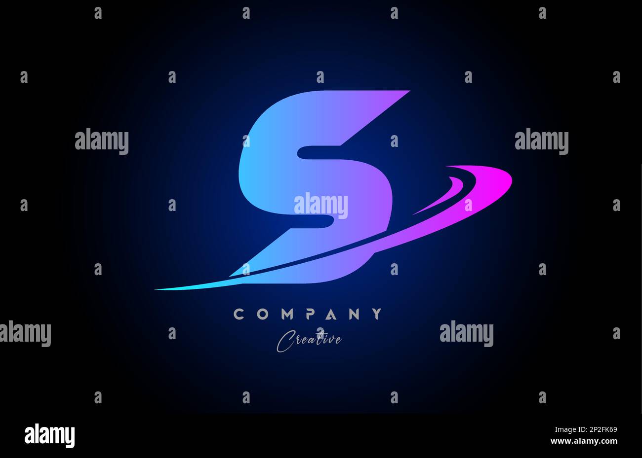 S pink blue alphabet letter logo icon design with swoosh. Creative ...