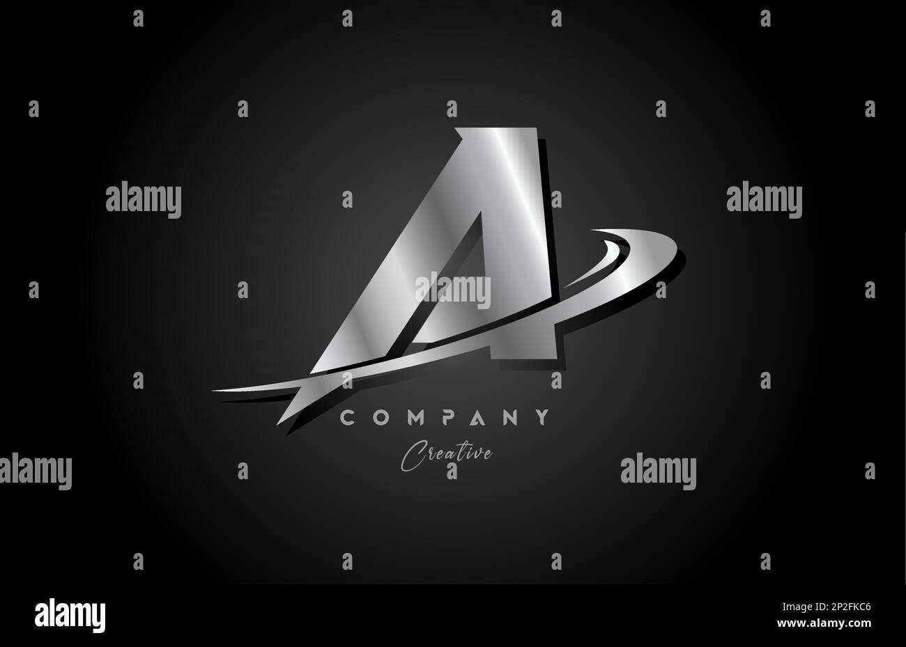 A silver metal grey alphabet letter logo icon design with swoosh ...