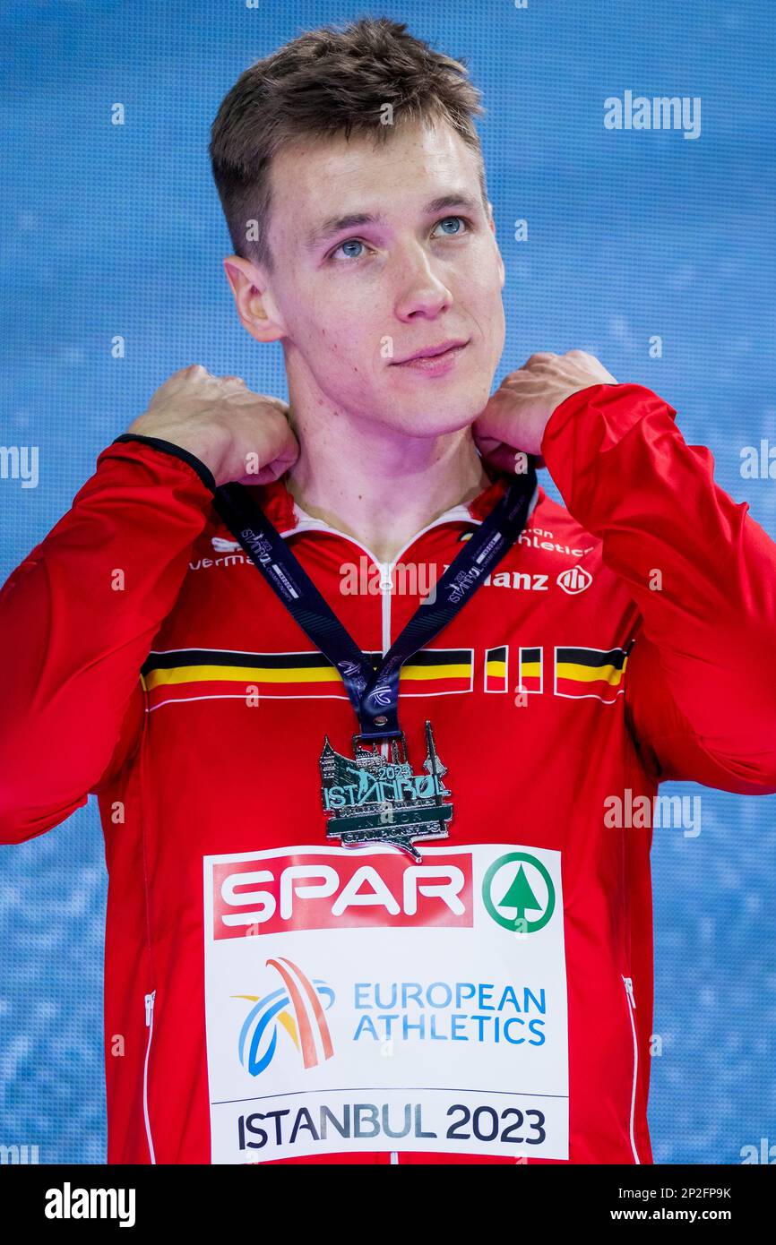 Belgian Julien Watrin celebrates during the podium ceremony of the men ...