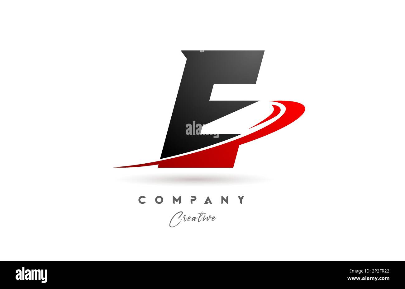 black grey E alphabet letter logo icon design with red swoosh. Creative ...