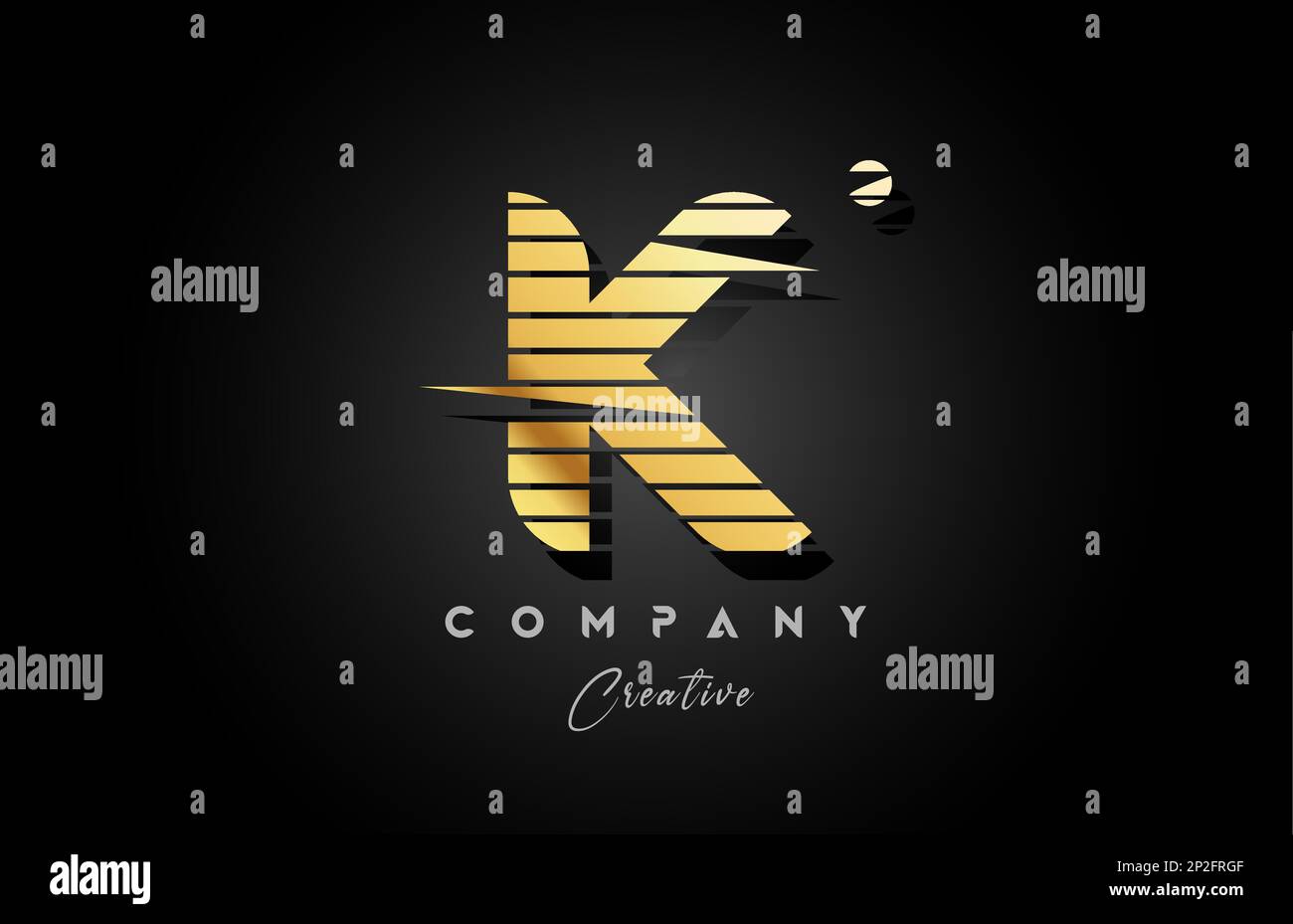 gold golden K alphabet letter logo icon design with line stripe and ...
