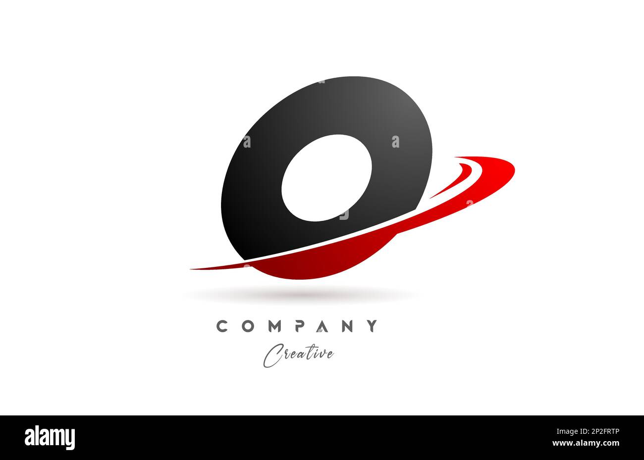 black grey O alphabet letter logo icon design with red swoosh. Creative ...