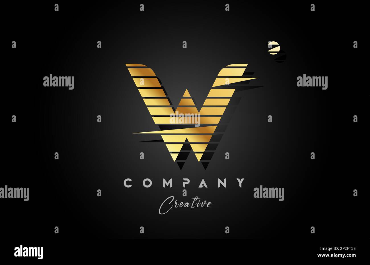 gold golden W alphabet letter logo icon design with line stripe and ...