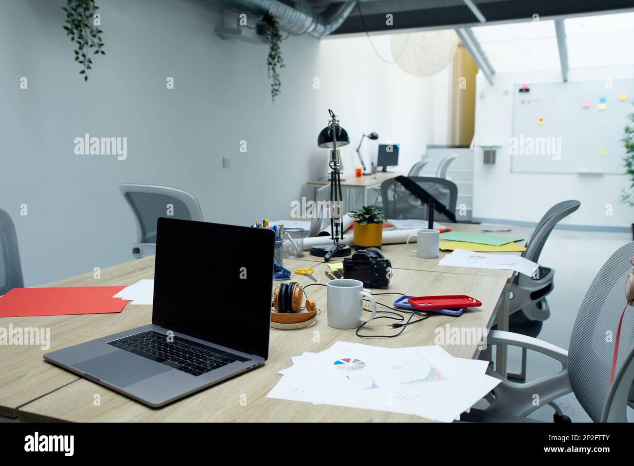 Office in use without people. Meeting room with no staff. Empty room ...