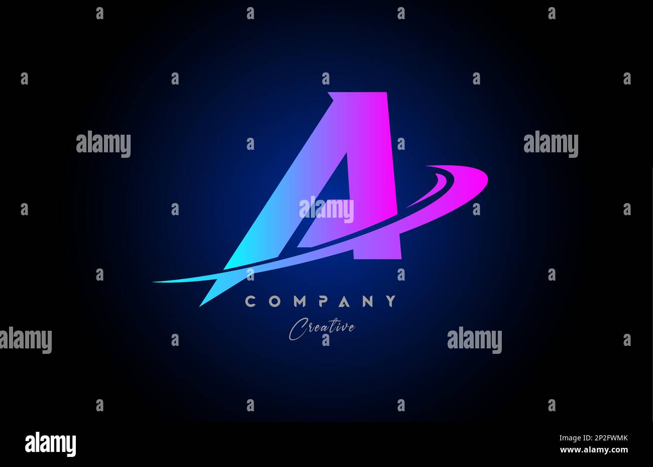 A pink blue alphabet letter logo icon design with swoosh. Creative ...