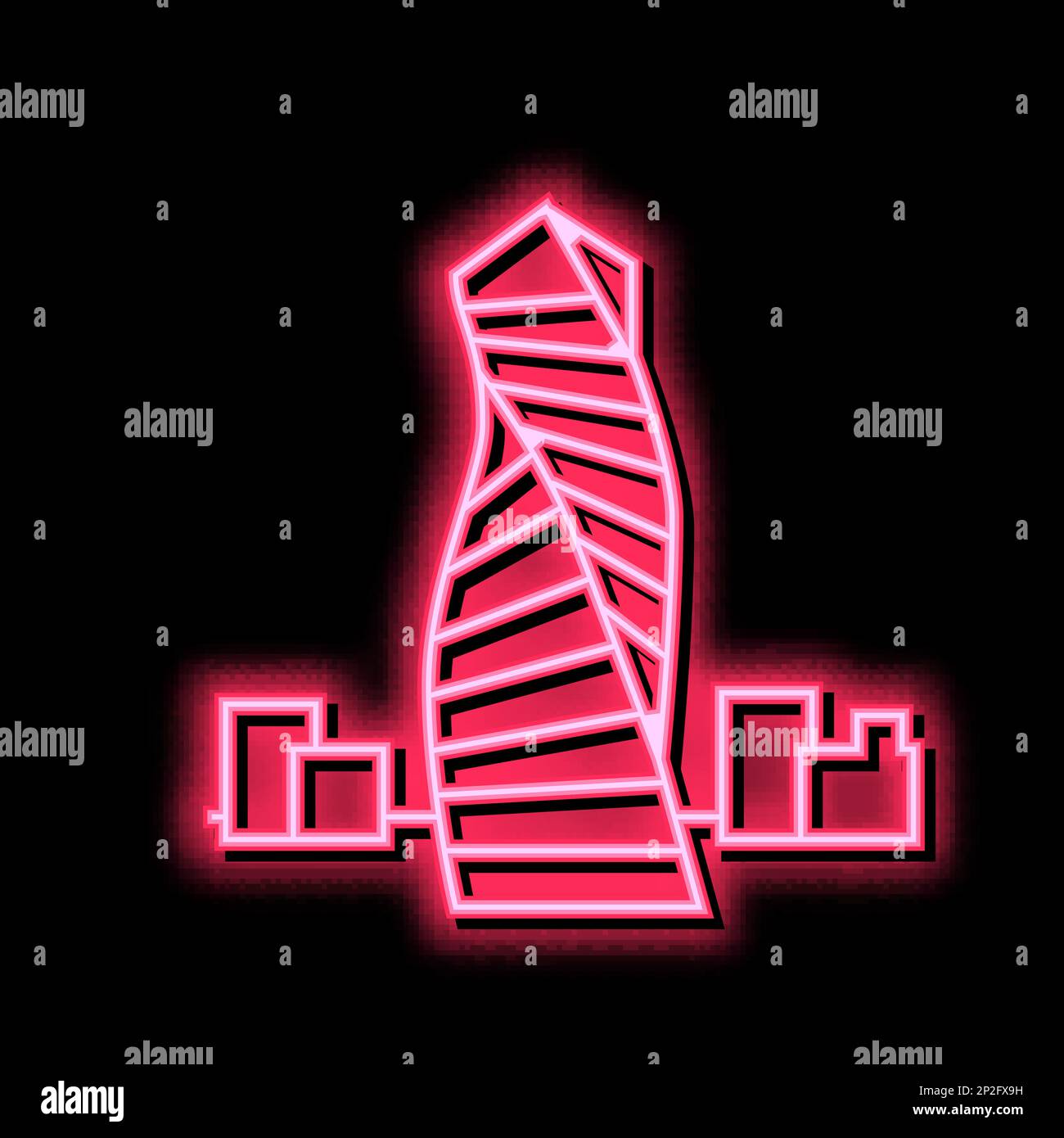 skyscraper modern building neon glow icon illustration Stock Vector ...