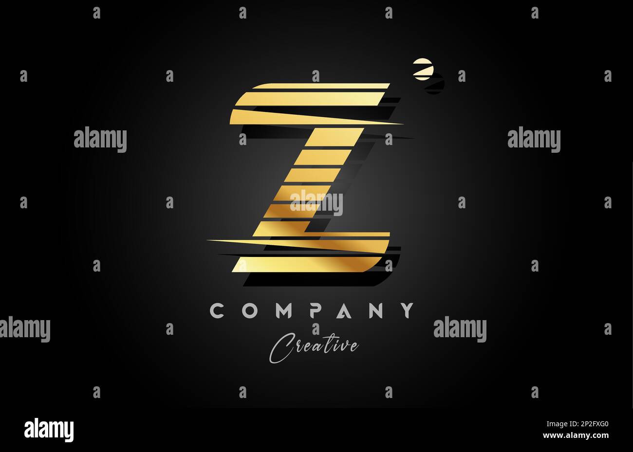 gold golden Z alphabet letter logo icon design with line stripe and ...
